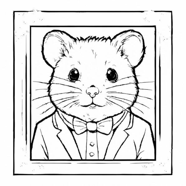 Download Formal Hamster Portrait Coloring pages Online - Creative Fabrica