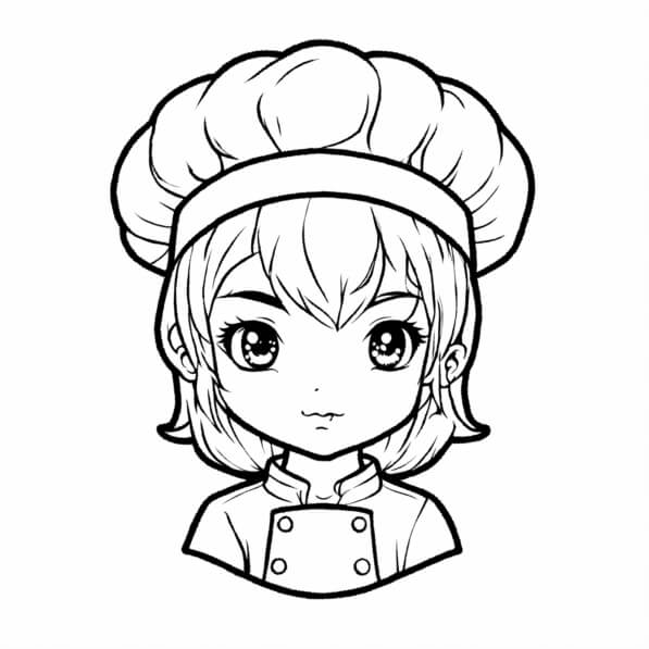 Download Cute Anime Chef Character Coloring pages Online - Creative Fabrica