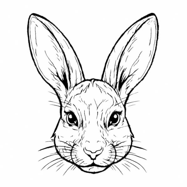 Download Detailed Line Drawing of a Rabbit Coloring pages Online ...
