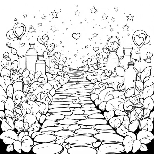 Download Whimsical Coloring Page of a Pathway Coloring pages Online ...