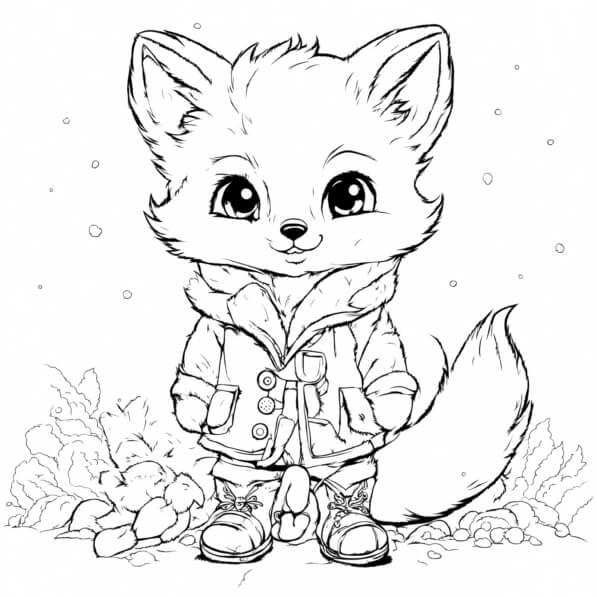 Download Cute anthropomorphic fox in winter attire Coloring pages ...