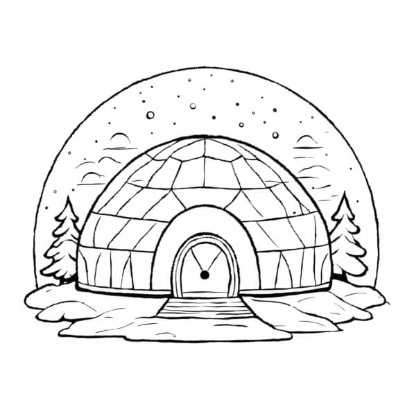 Download Igloo in a Winter Landscape Coloring pages Online - Creative ...