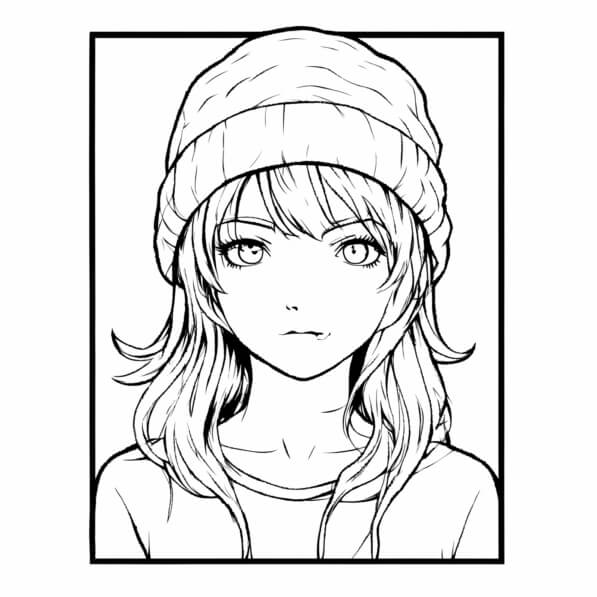 Download Line Art Illustration of a Female Character Coloring pages ...