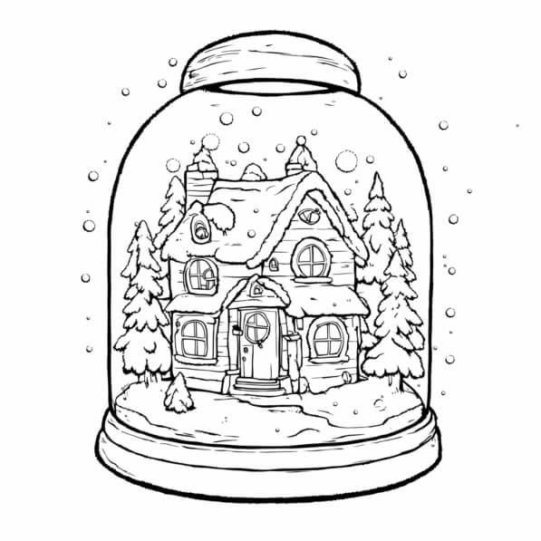 Download Winter Scene in a Snow Globe Coloring pages Online - Creative ...