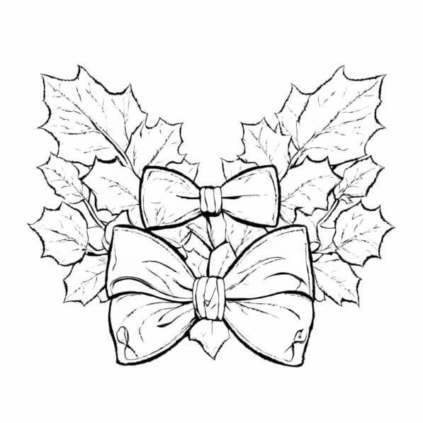 Descarga Ilustración de hojas de acebo y lazos Páginas para colorear En ...