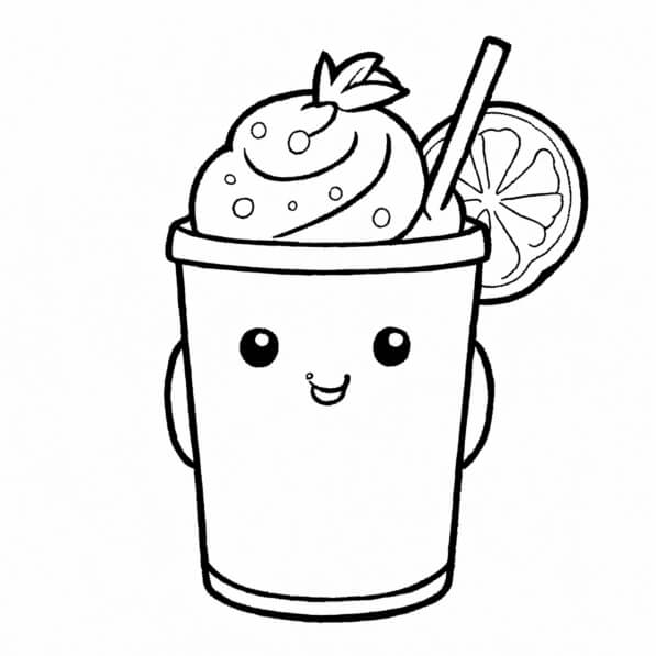 Download Cute Cartoon Drink Cup with Smile Coloring pages Online ...