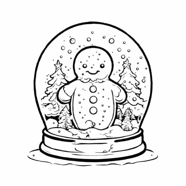 Download Gingerbread Man in a Snow Globe Coloring pages Online ...