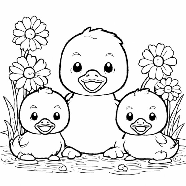 Descarga Tres patitos felices en un campo de flores Páginas para ...