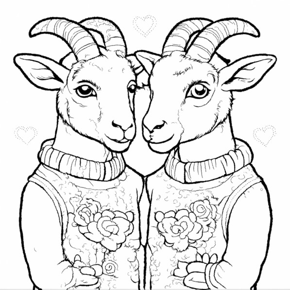 Download Anthropomorphic Goats in Sweaters Coloring pages Online ...