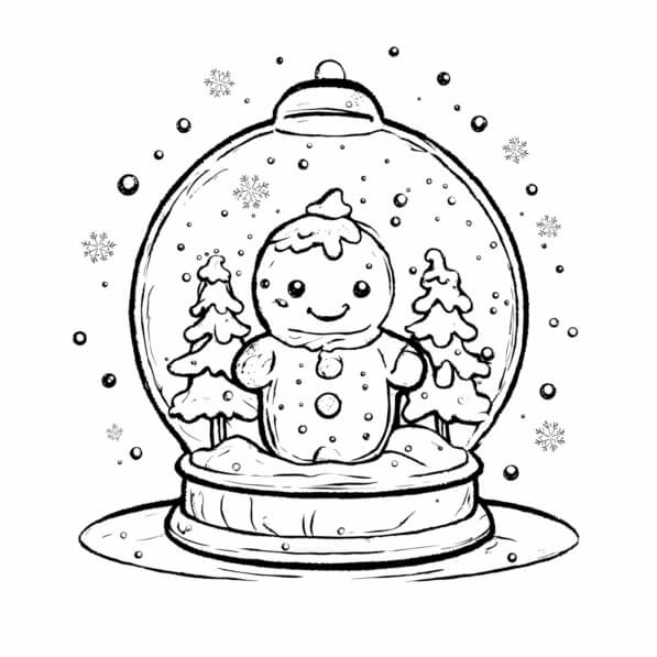 Download Gingerbread Man Snow Globe Coloring pages Online - Creative ...