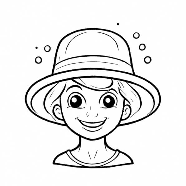 Descarga Personaje alegre con sombrero para colorear Páginas para colorear En Línea - Creative ...