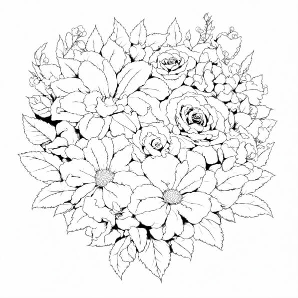 Download Intricate Floral Line Drawing Coloring pages Online - Creative ...