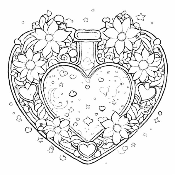 Download Intricate Heart Design with Flowers Coloring pages Online ...