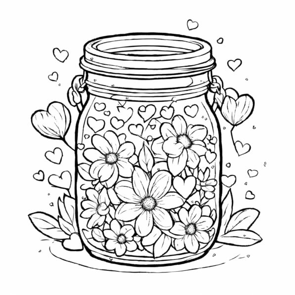 Download Flower Jar Illustration Coloring pages Online - Creative Fabrica