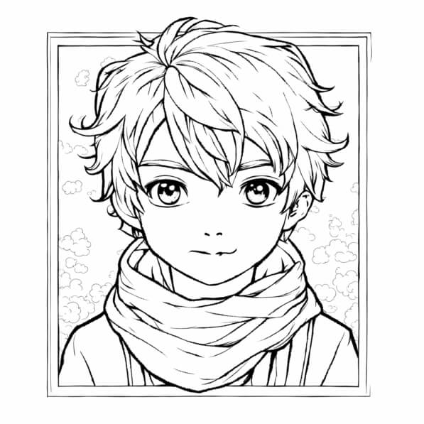 Download Line Drawing of a Young Boy Coloring pages Online - Creative ...