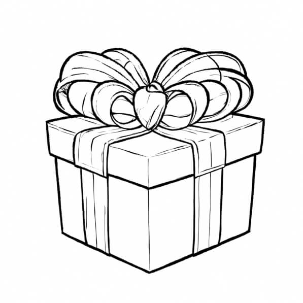 Download Decorative Gift Box with Ribbon Coloring pages Online ...