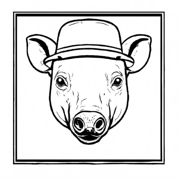 Scarica Testa di mucca stilizzata che indossa un cappello Pagine da ...
