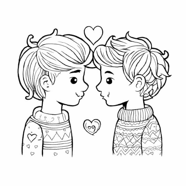 Download Cute illustration of two boys sharing a moment of affection ...