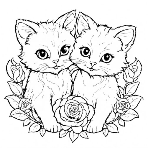 Download Two Cute Kittens Playing with a Ball of Yarn Coloring pages ...