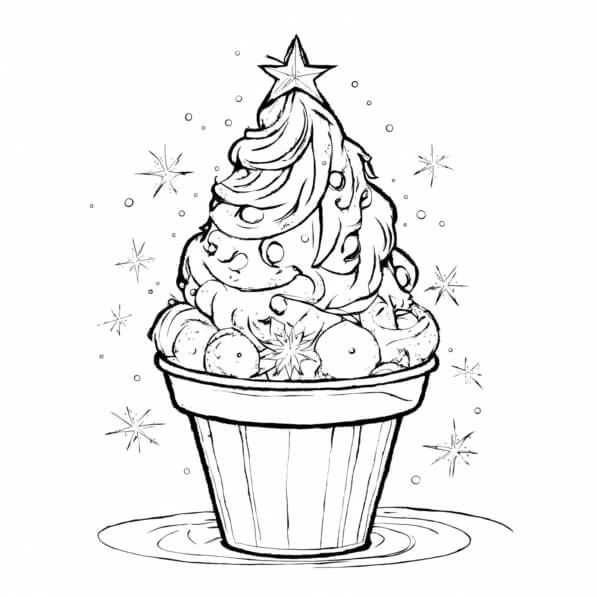 Download Christmas Tree Ice Cream Cone Coloring pages Online - Creative ...