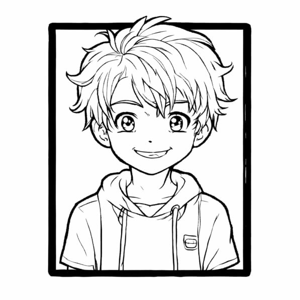 Download Smiling Boy Character Drawing Coloring pages Online - Creative ...