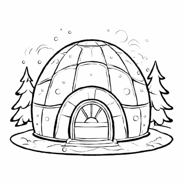 Download Whimsical Igloo in a Snowy Landscape Coloring pages Online ...