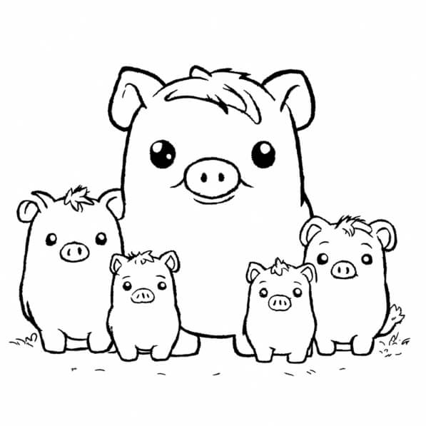 Download Playful Cartoon Pigs Illustration Coloring pages Online ...