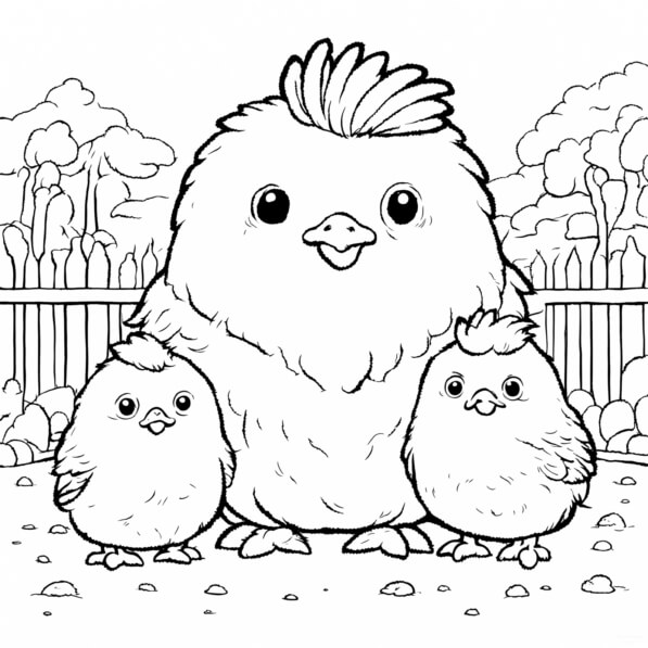 Download Whimsical Family of Chickens Coloring pages Online - Creative ...