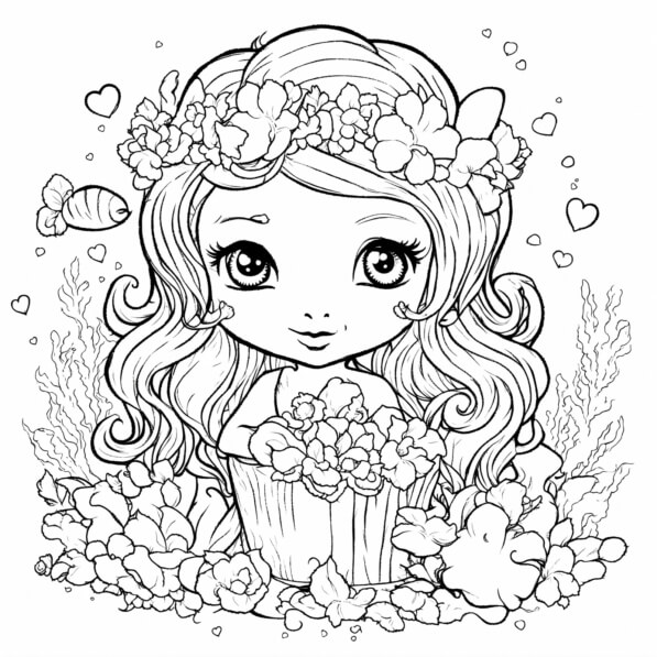 Baixe Ilustração de Sereia Fantasiosa Colorir páginas - Creative Fabrica