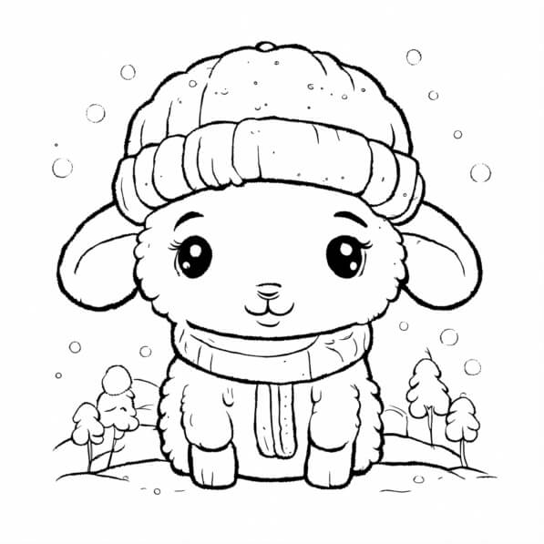 Download Cute cartoon sheep in winter attire Coloring pages Online ...