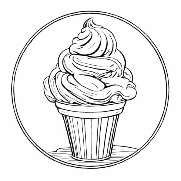 Download Swirled Cupcake with Icing Coloring pages Online - Creative ...