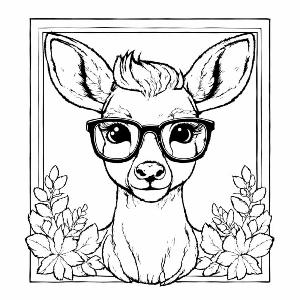 Scarica Illustrazione stilizzata di un cervo con occhiali Pagine da ...