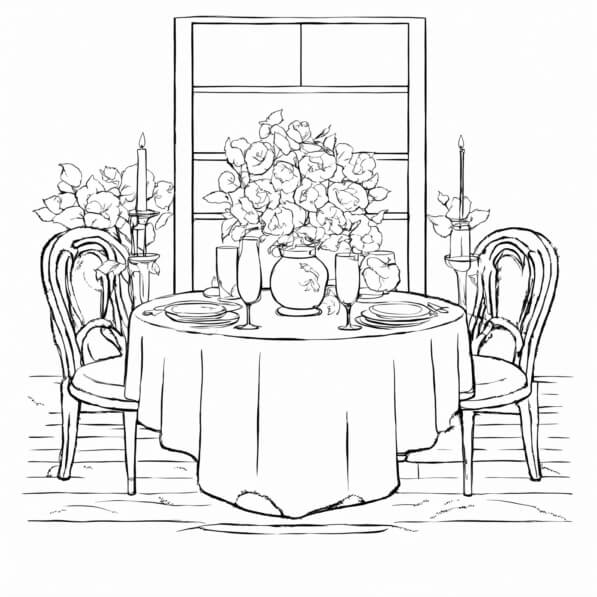 Download Elegant Dining Table Setting Coloring pages Online - Creative ...