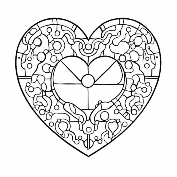 Download Intricate Abstract Heart Design for Coloring Coloring pages ...