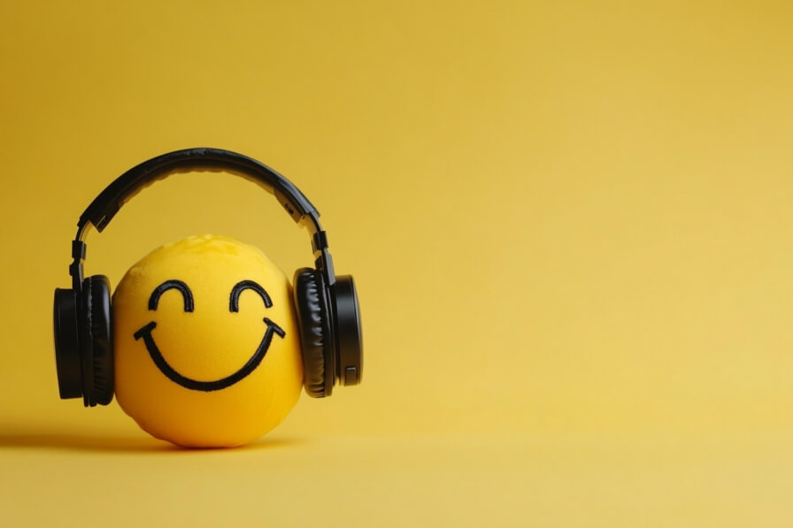 Download Cheerful Smiley Face with Headphones Backgrounds Online ...