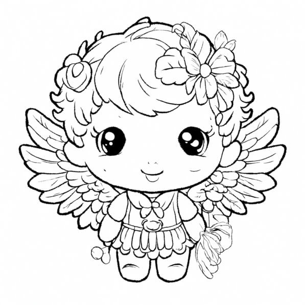 Download Cute Angelic Character Ready for Coloring Coloring pages ...