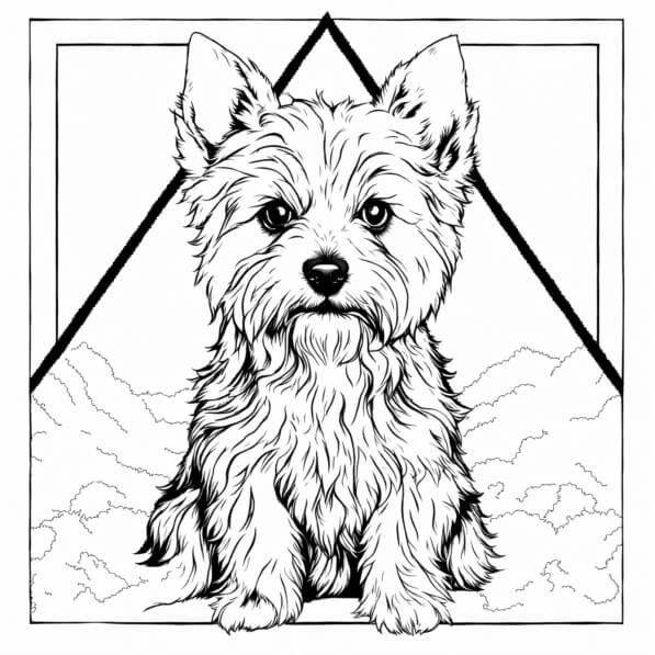 Download Line Drawing of a Yorkshire Terrier Coloring pages Online ...