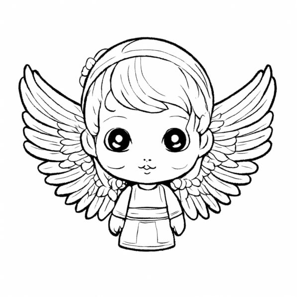 Download Cute Angelic Character in Line Art Style Coloring pages Online ...