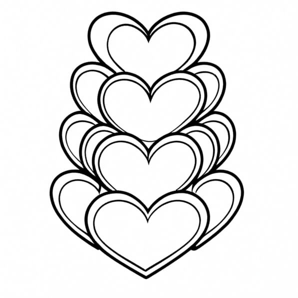 Download Stack of Heart Shapes Coloring pages Online - Creative Fabrica