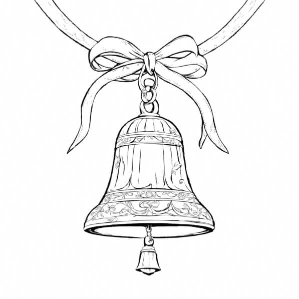 Download Ornate Bell Hanging from Ribbon Coloring pages Online ...