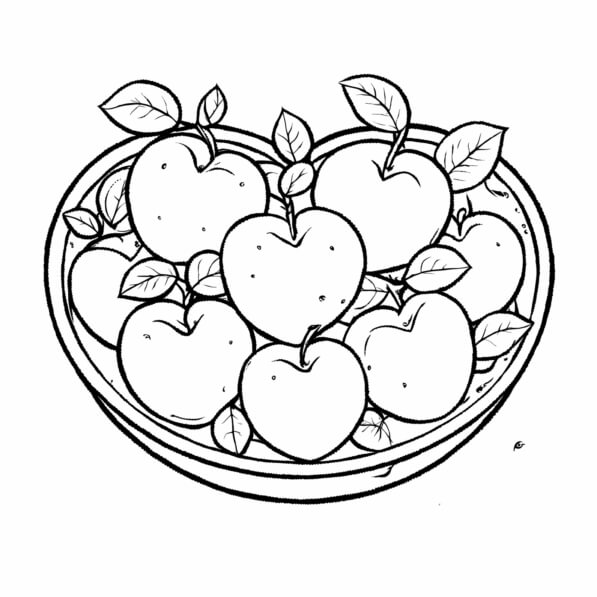 Download Bowl of Apples in Line Art Style Coloring pages Online ...