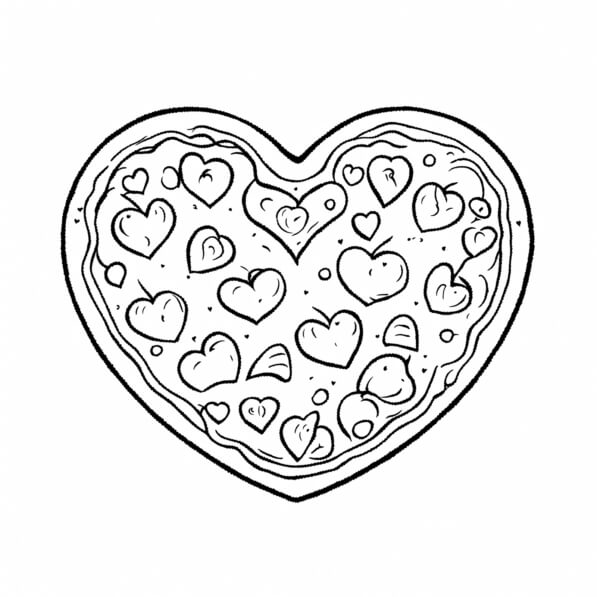 Download Heart-Shaped Pizza with Heart Toppings Coloring pages Online ...