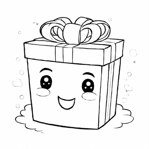 Download Happy Cartoon Present Coloring pages Online - Creative Fabrica