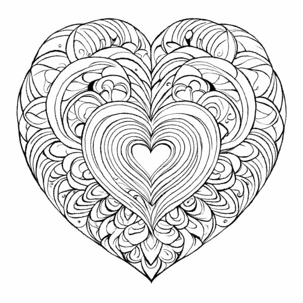 Download Intricate Heart Design Coloring pages Online - Creative Fabrica