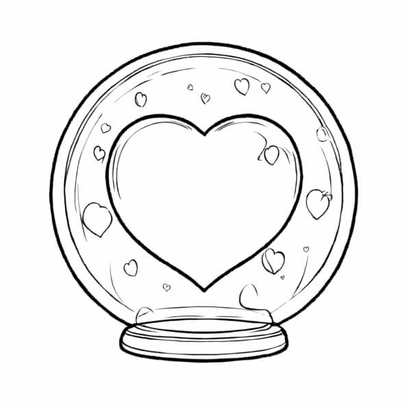 Download Heart-Shaped Snow Globe Illustration Coloring pages Online ...