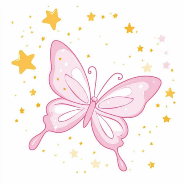Download Whimsical Pink Butterfly with Stars Backgrounds Online ...
