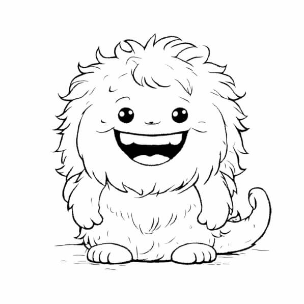 Download Fluffy Cartoon Creature Coloring pages Online - Creative Fabrica