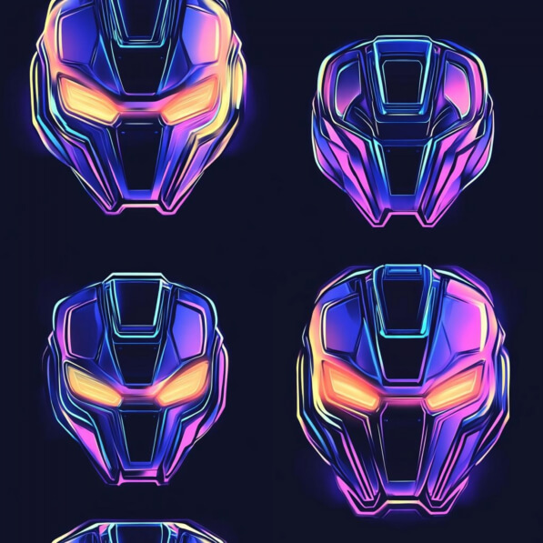 Download Stylized Futuristic Helmets in Neon Colors Patterns Online ...