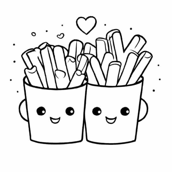 Download Cheerful cartoon buckets of French fries Coloring pages Online ...