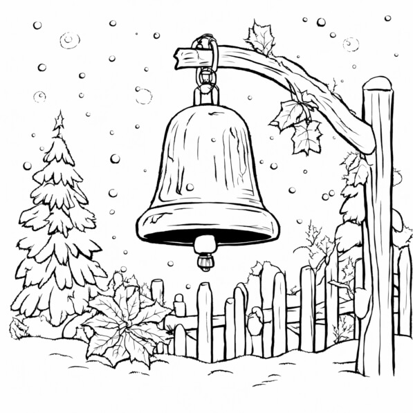 Download Winter Bell in a Snowy Landscape Coloring pages Online ...